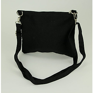 Black Canvas Sacred Geometry Cube for Wealth Gemstone Crystal Grid Crossbody Bag