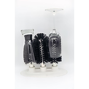 KissKleen Glass Cleaner Brush - Bar and Restaurant Commercial Glass Washer Brush for 2 Glasses - Wine Glass, Bottle, and Cup Washer to Remove Water Spots & Stains