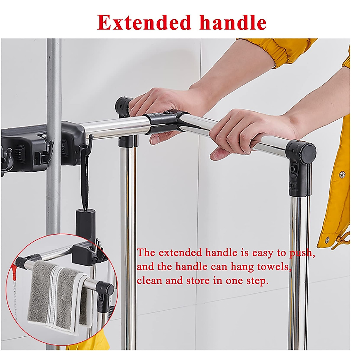 Mop Storage Racks Cleaning Tool Tower Mop Holder Umbrella Stand,Broom and Mop Holder Put Wet Mops Movable Commercial Mop Rack,for Garden Garage Schools, Hospitals, Factories, Hotels,Property Compa