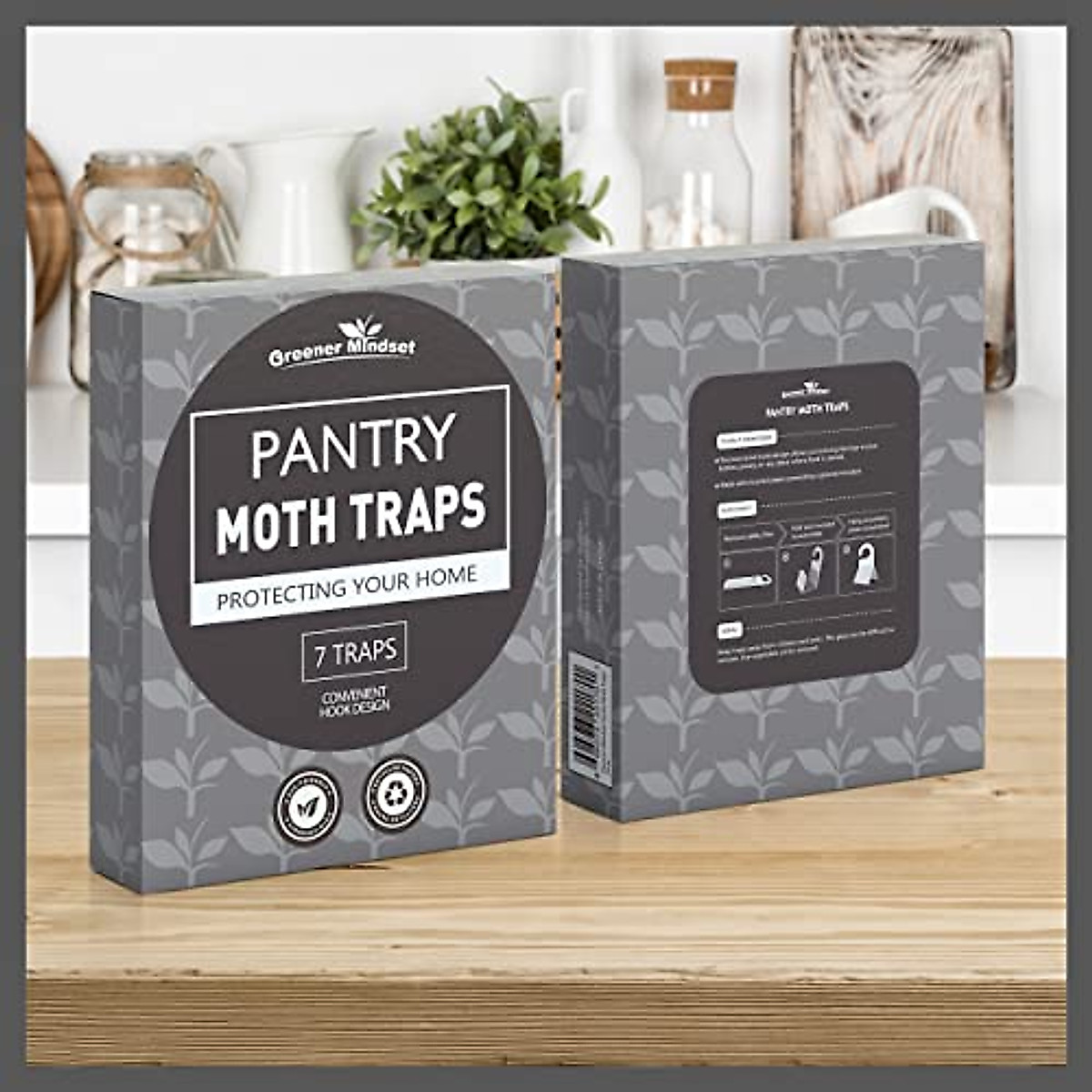 Greener Mindset Moth Traps for House - 7 Pack, Indoor Pheromone Pantry Moth Trap with Convenient Hook for Home Infestation Prevention