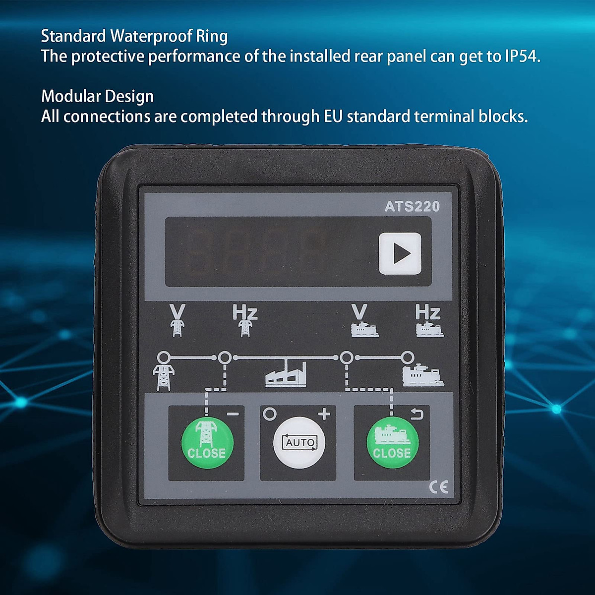 Automatic Transfer Switch Controller IP54 Waterproof LED Display Dual Power ATS Controller 30‑300V