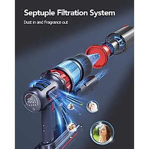 HONITURE Cordless Vacuum Cleaner, 400W 33Kpa Stick Vacuum Cordless with LCD Smart Touchscreen, Max 50mins, 7-Layer Hepa, 6 in 1 Lightweight Handheld Vacuum for Hardwood Floors,Carpets,Stairs,Pet Hair