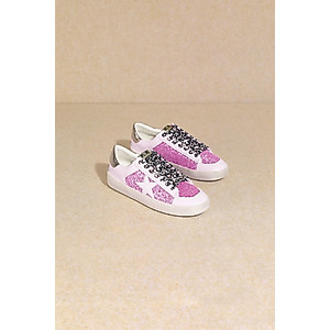 Mi.iM Alex Rubber Sole Lace-up Glitter Leather Star Sneakers (7.5, Pink)