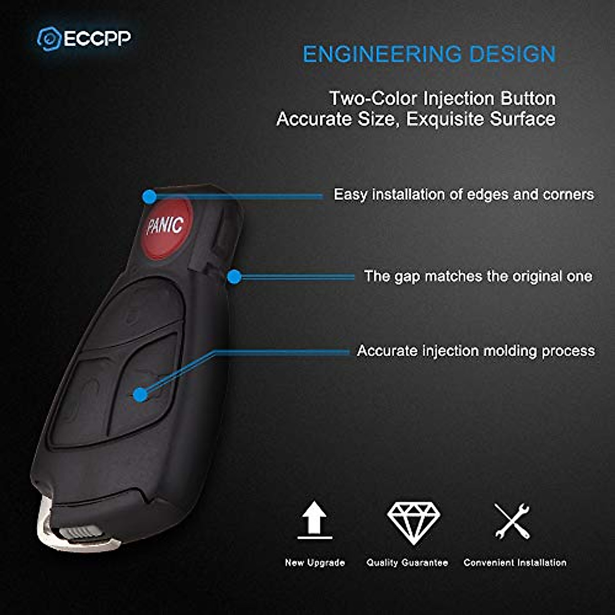 ECCPP IYZ 3312 Uncut Keyless Entry Remote Control Car Key Fob SHELL CASE Replacement for Mercedes-Benz C280 C350 CLK350 E350 S350 CLK500 G500 S600 SL500 IYZ 3312 (Pack of 1)