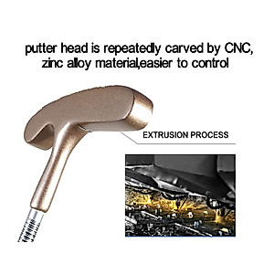 Two Way Junior Golf Putter Stainless Steel Kids Putter Both Left and Right Handed Easily Use for Kids Ages 6-8(Gold Head+Blue Grip,27 inch,Age 6-8)