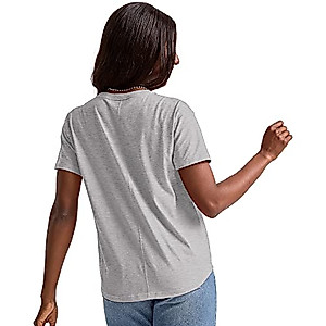 Hanes Originals Oversized T-Shirt, Cotton Crewneck Tee for Women, Curved Hem, Light Steel, X Large