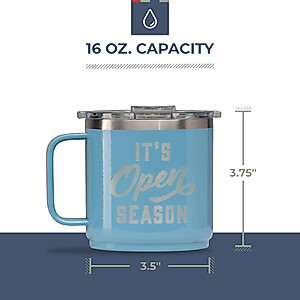 ORCA Camper 16 oz Stainless Steel Insulated Coffee Mug with Handle | Thermos Style Temperature Insulation, Portable Tumbler Cup with a Clear Lid, Home Essentials — Open Season Lite Blue Print