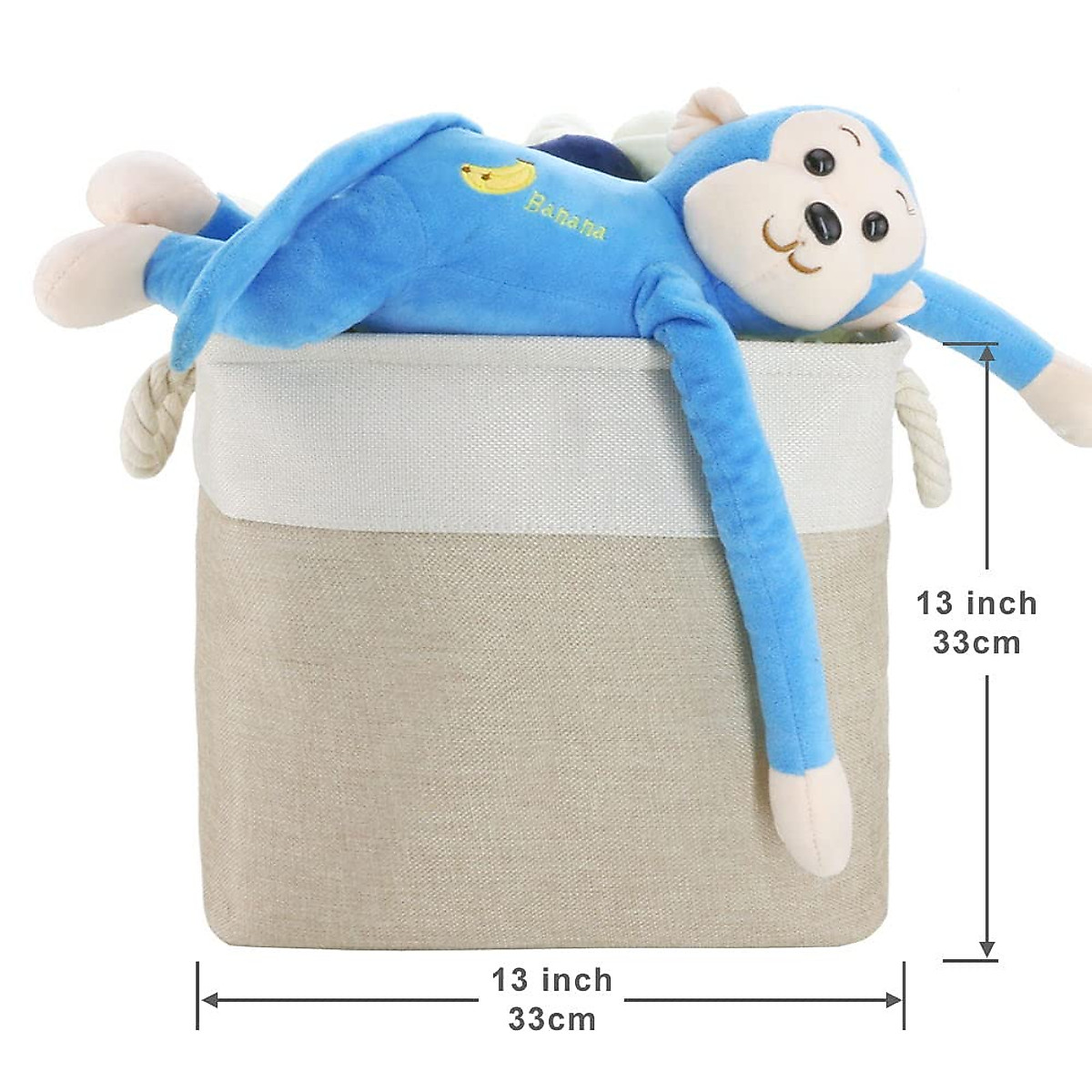 LANDBEAUTY 3 Pack Open Home Storage Bins Fabric Cloth Storage Baskets Collapsible Square Baskets Organization Bins 13 Inch Large Cube Storage Bin for Organizing Shelves/Closet (Beige 3 Pack)