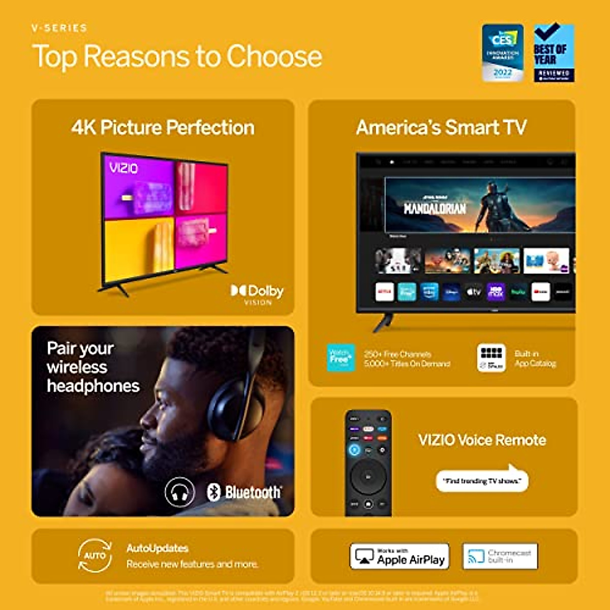 VIZIO 70-Inch V-Series 4K UHD LED Smart TV with Voice Remote, Dolby Vision, HDR10+, Alexa Compatibility, V705-J03, 2022 Model