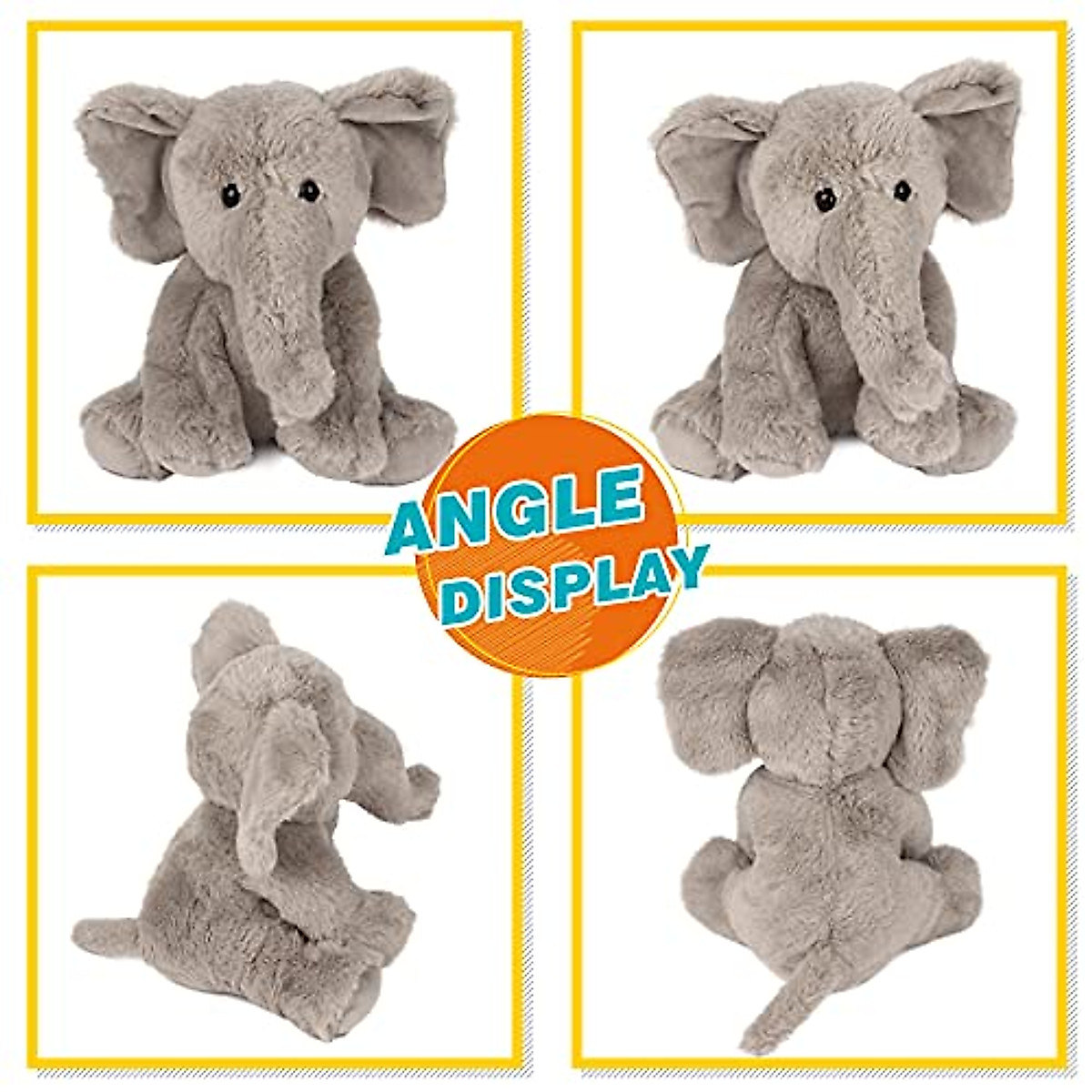 Easfan Elephant Stuffed Animal Adorable Cuddly Soft Plush Toy Adorable Room Decoration Elephant Stuff Birthday Holiday for Kids Boys Girls Gray, 10''