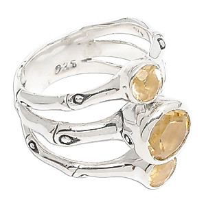NOVICA Artisan Handmade Citrine Multistone Ring Sterling Silver Indonesia Yellow Cocktail Spicy Mustard Primrose Leaf Tree Birthstone [ring Front 0.8 in L x 0.4 in W x 0.4 in H Band Width 7 mm W] '