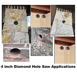 4 Inch Masonry Hole Saw, Diamond Hole Saw, Heavy Duty Dry Core Hole Saw for Concrete Hole Saw Bit Brick, Cinder Block, Core Drill Guide Included Extra Long Depth of Cut