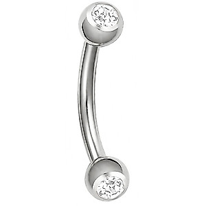 Forbidden Body Jewelry 16G Daith Earrings Surgical Steel Rook Eyebrow Earring Double Gem CZ Barbell Piercing Jewelry for Women Men (Clear)