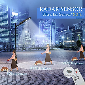 Lovus 1200W Commercial Solar Street Lights, 30000LM LED Outdoor Solar Flood Security Light Dusk to Dawn with Motion Sensor for Parking Lot, IP65 Waterproof Wall or Pole Mount Light, ST100-033