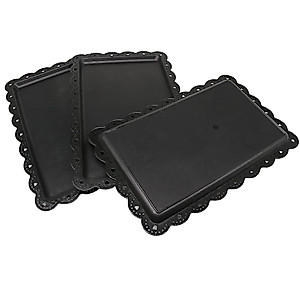 Set of 5 Party Cupcake Stand Includes 2 Pcs 3 Tier Cake Stand + 3 Rectangle Plastic Serving Trays for Wedding Birthday Baby Shower Tea Party (Black)