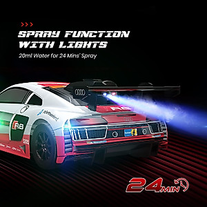 Remote Control Car, RC Cars for Kids, 1: 14 Officially Licensed Audi R8 LMS GT3, 80 Min Play Toy Car with Rear Fog Stream LED Lights Music, Hobby Toy Car Model Vehicle for Boys, Girls, Adults Gift