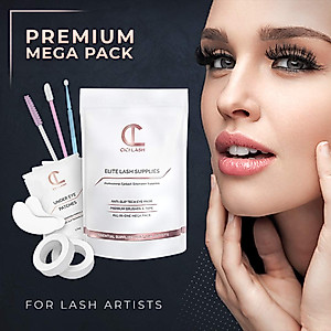 700 PCS Lash Extension Supplies Kit For Eyelash Techs | 100 Under Eye Pads | 200 Micro Brushes | 100 Disposable Mascara Wands | 200 Lip Brushes | 100 Glue Ring Holder | 2 Medical Tape | Eyelash Tools