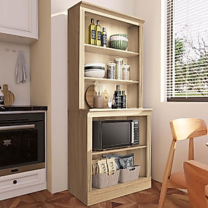 JAHRSTIM Bookshelves and Bookcase Floor Standing 5 Tier Display Shelves Organizer and Storage, 72in Tall Bookshelf for Home Office, Living Room, Bed Room, Kitchen, Oak