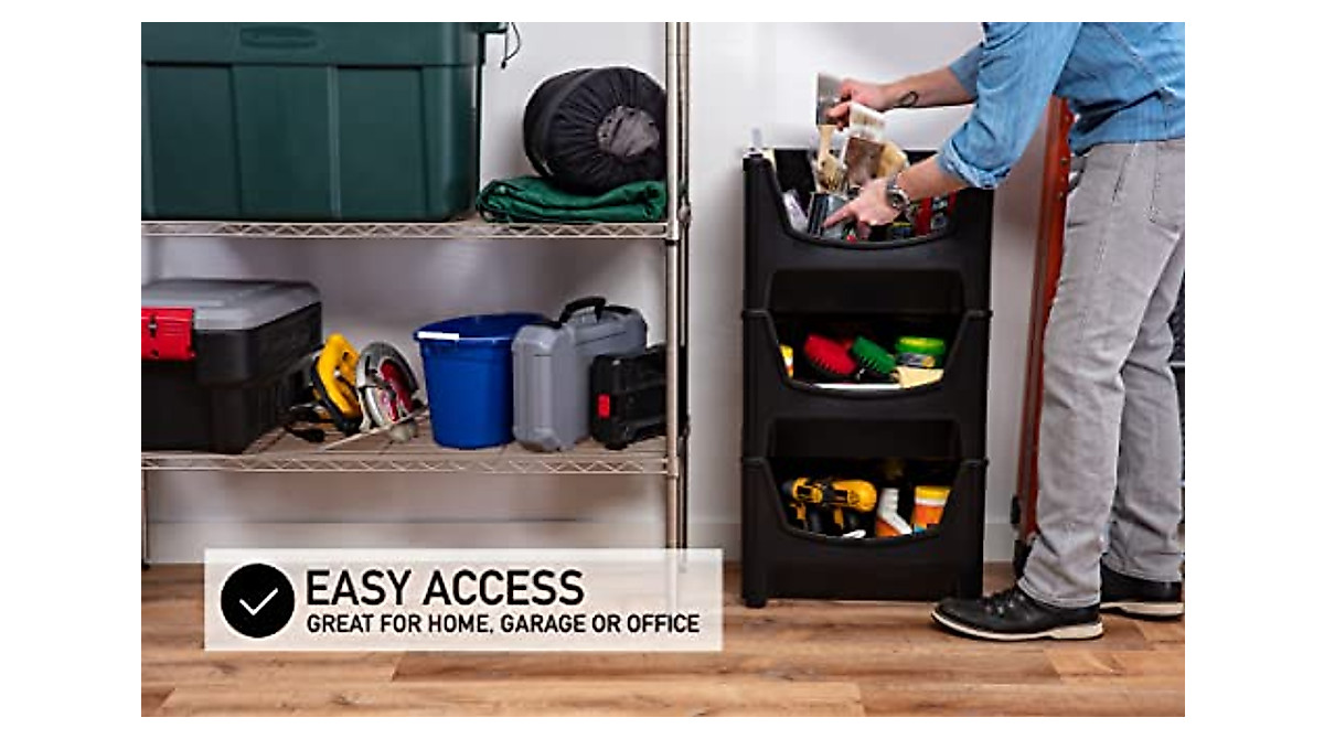 Mighty Tuff Jumbo Stackable Storage Bins - Space-Saving Organizers