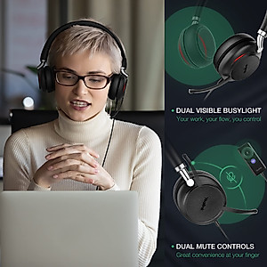 Yealink UH38 Bluetooth USB Wired Headset with Microphone Stereo for PC Computer Headset Telephone Headset Teams Certified with Noise-Canceling with 360° Busylight