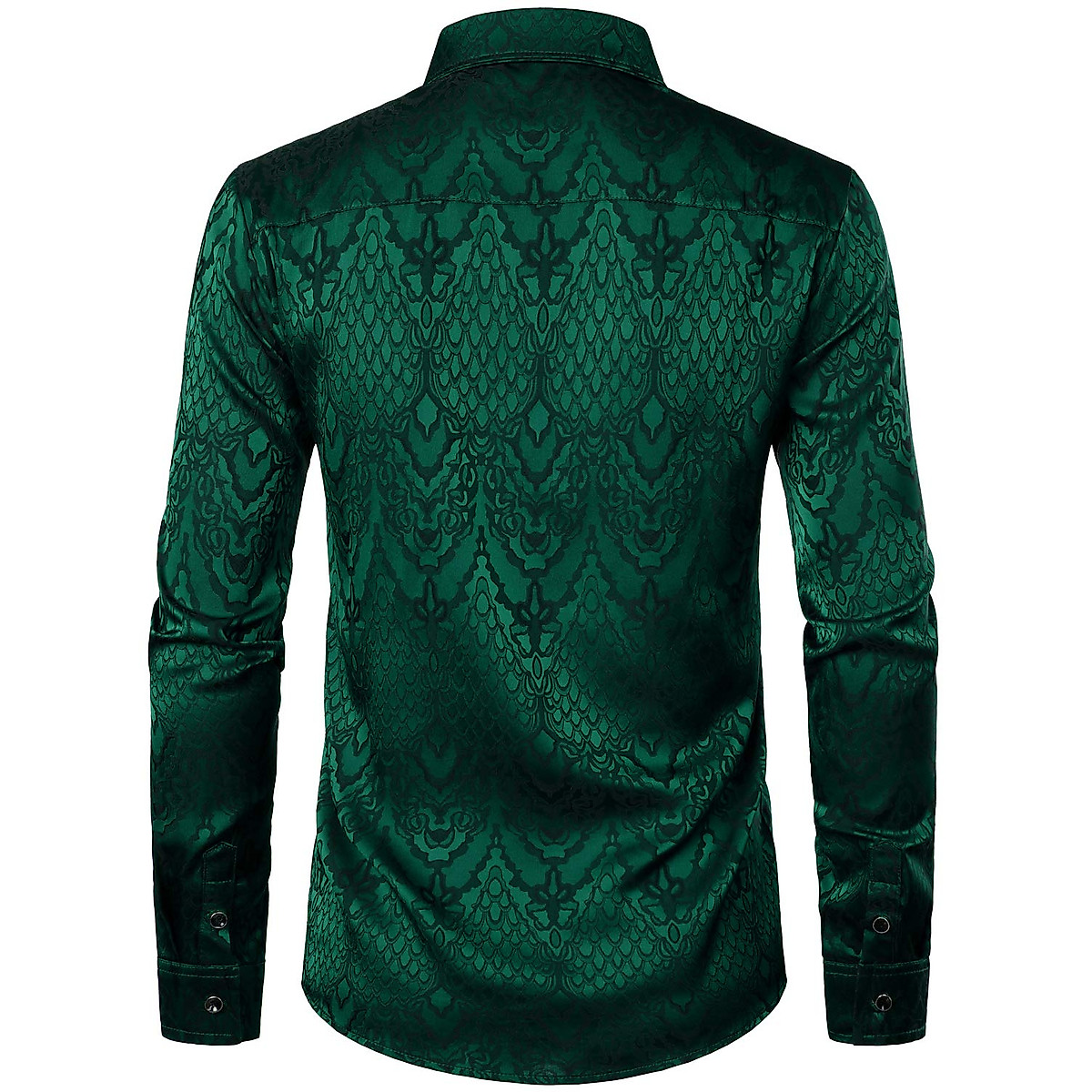 ZEROYAA Men's Hipster Slim Fit Long Sleeve Gothic Jacquard Button Up Dress Shirts for Party Prom ZLCL32-Emerald XX-Large