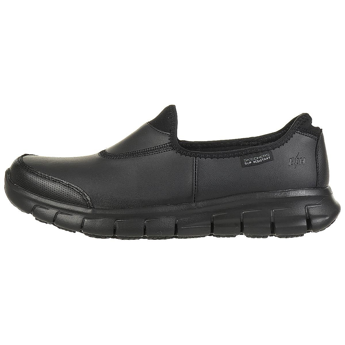 Skechers Women's Sure Track Work Shoes, Black Leather, 7