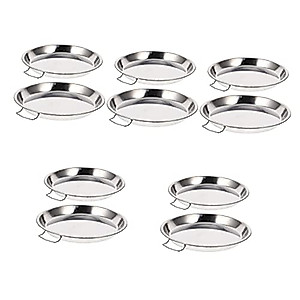 BESTonZON 10 Pcs Stainless Steel Disc Round Serving Platter Tool Trays Serving Tray Round Fish Steaming Plate Fish Dish Steak Tray Stainless Steel Reel Silver Flat Stainless Steel Dishes