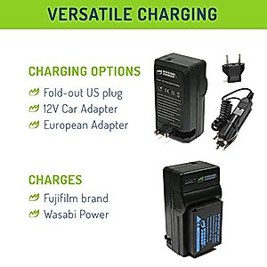 Wasabi Power Battery (3-Pack) and Charger for Fujifilm NP-W126 & HS50EXR, X-T100, X-T200, X100F, X100V, X-A10, X-E2S, X-E3, X-E4, X-Pro2, X-Pro3, X-T1, X-T2, X-T3, X-T10, X-T20, X-T30, X-T30 II
