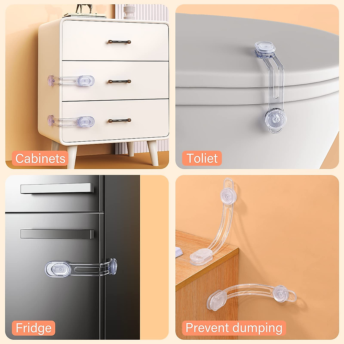 nediea Baby Proofing Cabinet Locks, Drawer Locks Baby Proofing, Child Safety Strap Locks, Universal for Drawers, Fridge, Dishwasher, Toilet Seat, Cupboard, Oven,Trash Can, No Drilling (2 Pack)