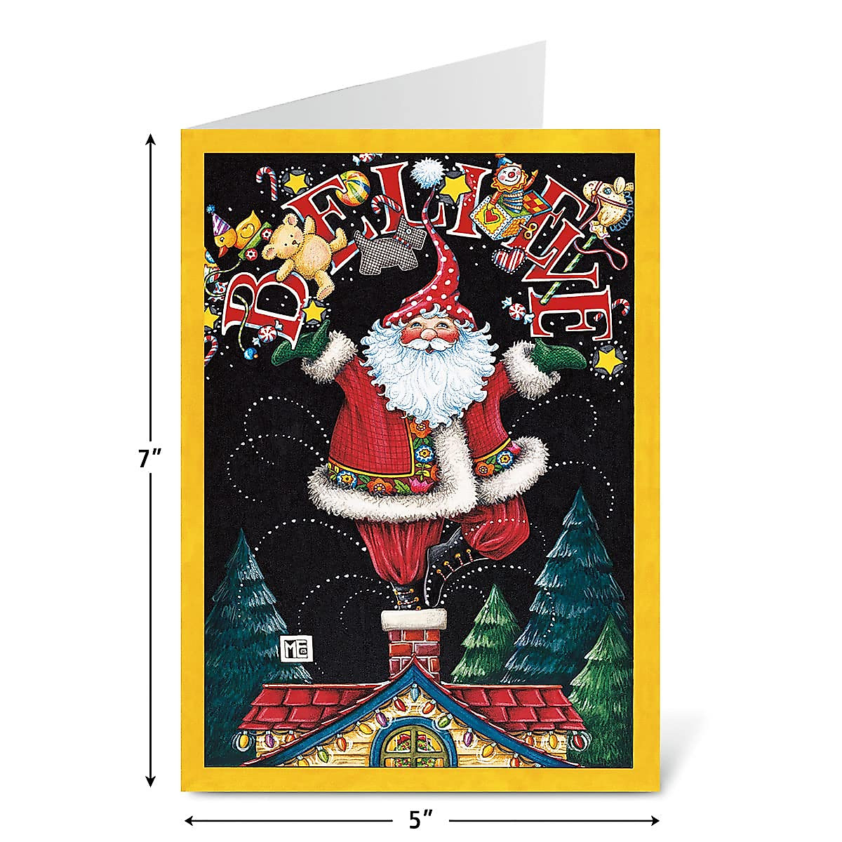 Current Mary's Believe Christmas Greeting Cards Set © Mary Engelbreit - Set of 18 Large 5 x 7-Inch Folded Cards, Themed Holiday Card Value Pack, Envelopes Included