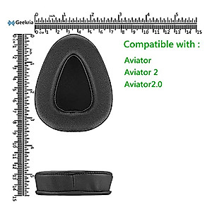 Geekria QuickFit Protein Leather Replacement Ear Pads for Skullcandy Aviator, Aviator 2, Aviator2.0 Headphones Ear Cushions, Headset Earpads, Ear Cups Repair Parts (Black)