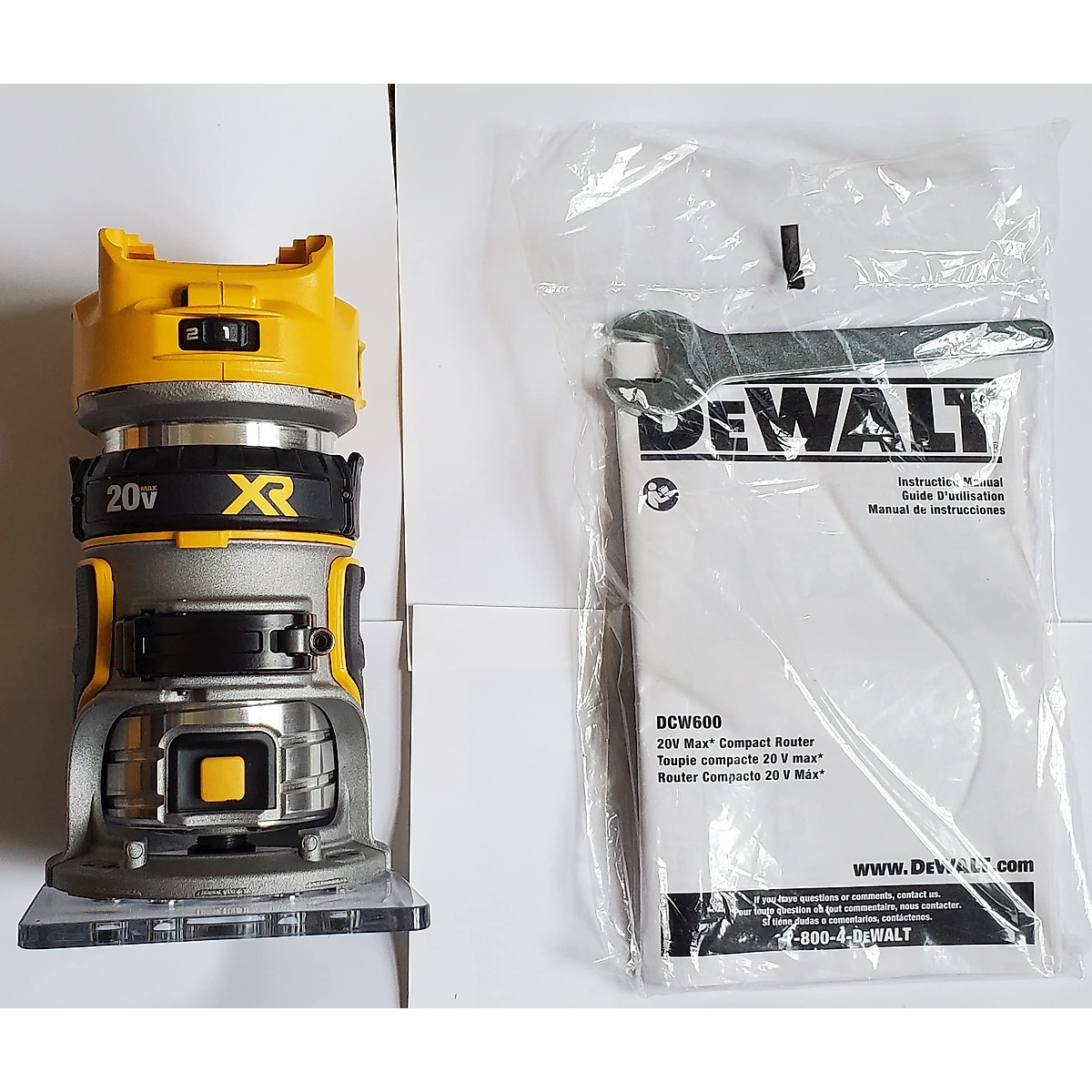 Dewalt DCW600BR 20V MAX XR Brushless Compact Lithium-Ion 1/4 in. Cordless Router (Tool Only) (Renewed)