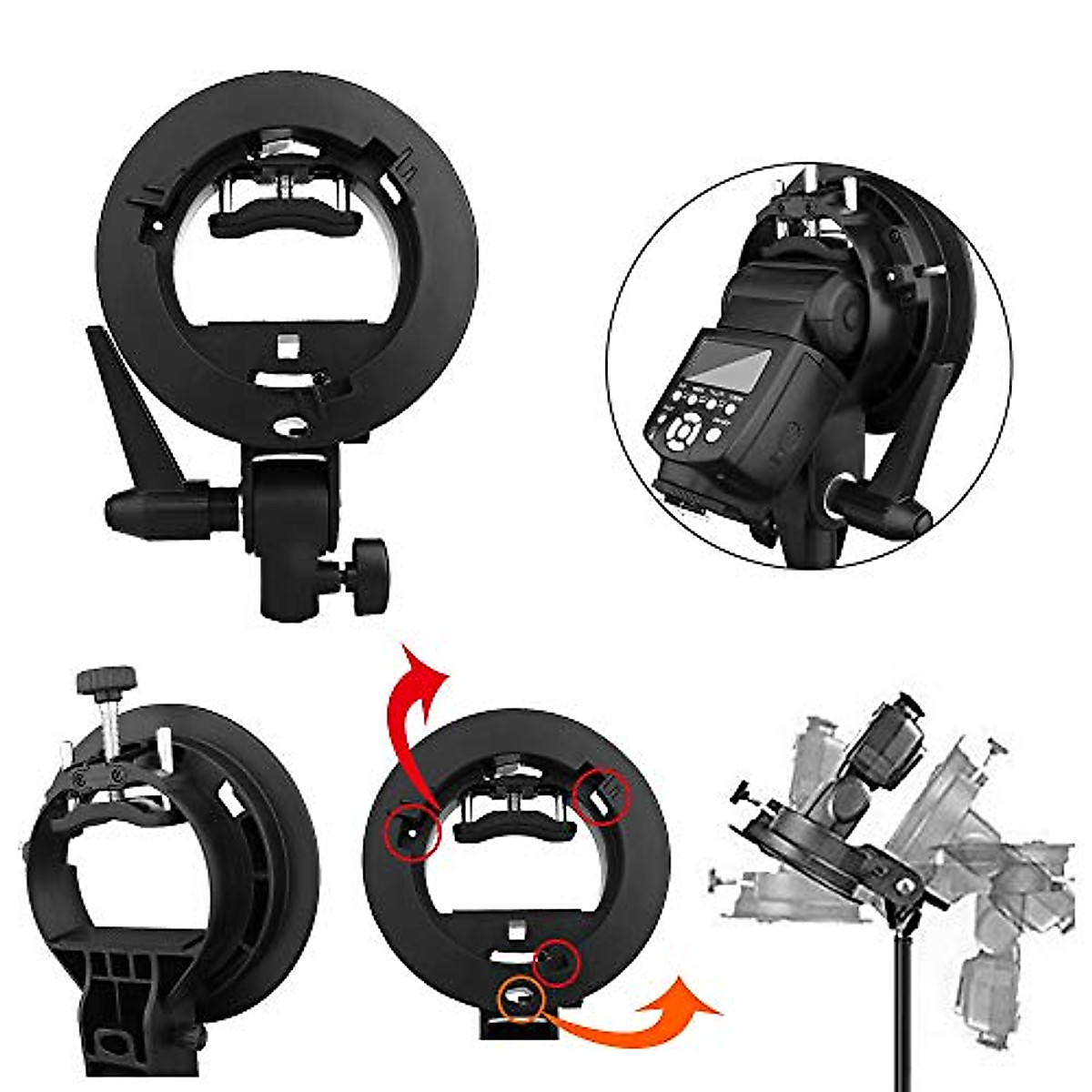 Godox 32"x 32" 80cmx80cm Foldable Universal Softbox with S-Type Speedlite Bracket for Flash Bowens Elinchrom Mount Accessories Direction Adjustable