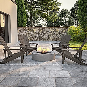 Flash Furniture Charlestown Poly Resin Adirondack Chair - Gray - All Weather - Indoor/Outdoor - Set of 4