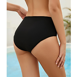 Leoparts Period Swimwear Leakproof Bikini Bottoms Black High Waisted Coverage Swimsuit Bottom for Girls Teens Women