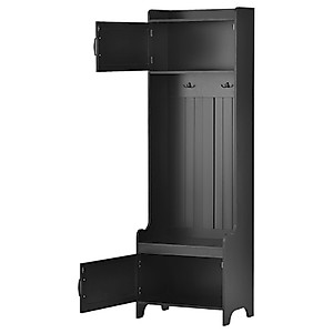 ANTSKU 79" Hall Tree with Bench and Shoe Storage, Large Mudroom Bench with Storage and 7 Hooks, Black Entryway Coat Rack Shoe Bench, Modern Hall Trees for Entryway with Storage Cabinet and Drawer