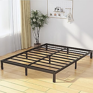 EMODA 6 Inch California King Bed Frames Heavy Duty Metal Cal King Platform with Steel Slats Support, No Box Spring Needed, Noise Free, Black