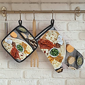 Snacks Sauces Bread Oven Mitts Kitchen Oven Gloves for Cooking Baking Heat Proof Lining Cotton Kitchen Potholder Mittens Pot Holders Hot Pads for Chef Women Men