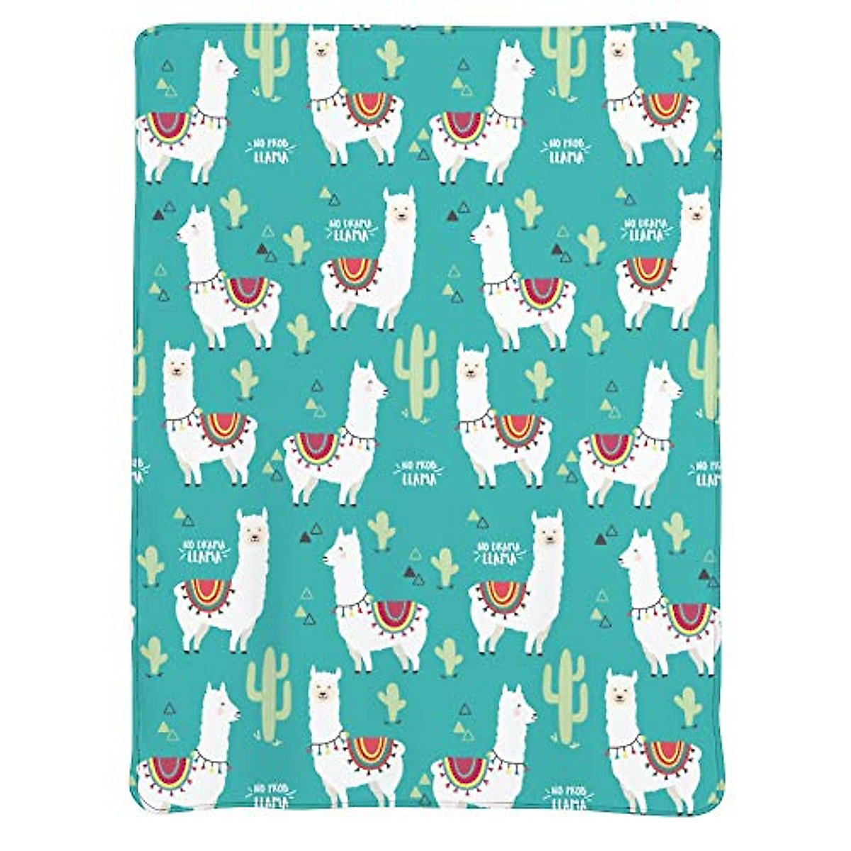 JASMODER Throw Blanket Alpaca Llama and Cactus Soft Microfiber Lightweight Cozy Warm Blankets for Couch Bedroom Living Room