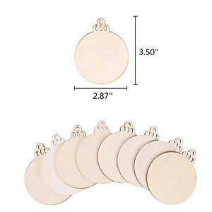 Max Fun 120Pcs Wood Slices 3.5" Wooden DIY Christmas Ornaments Unfinished Predrilled Wood Circles for Crafts Centerpieces Round Wooden Discs Hanging Decorations