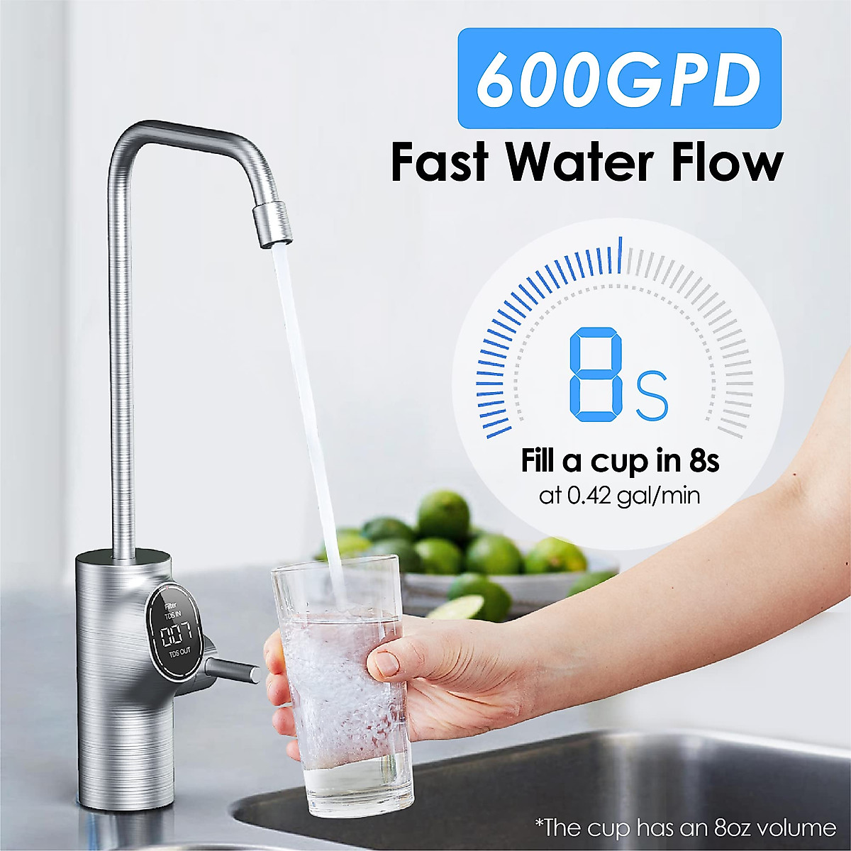 Waterdrop D6 Reverse Osmosis System with WD-MNR35 Remineralization Filter, Tankless, 600 GPD, 2:1 Pure to Drain, Smart LED Faucet, Reduce TDS, High Flow, USA Tech Support, Bundle