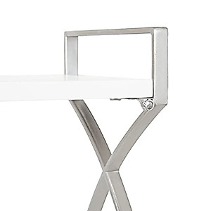 Kate and Laurel Arietta Modern Glam 3-Tier Wood and Metal Shelf, 18 x 7 x 28, White and Silver, Chic Contemporary Storage and Decor