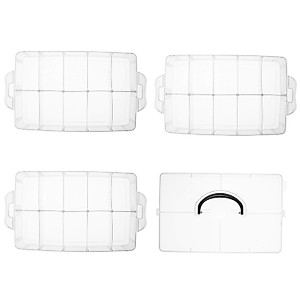 Foraineam 3-Tier Stackable Storage Box Organizer with 30 Adjustable Compartments, Plastic Craft Organizer Case Tool Storage Container Bins for Jewelry Beads Arts and Crafts Beauty Supplies