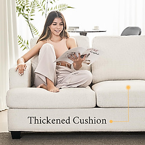 papababe Couch, Comfy Sofa Couch with 24" Extra Deep Seats, Beige Modern Sofa- 3 Seater Sofa Couch for Living Room Apartment Lounge, Chenille