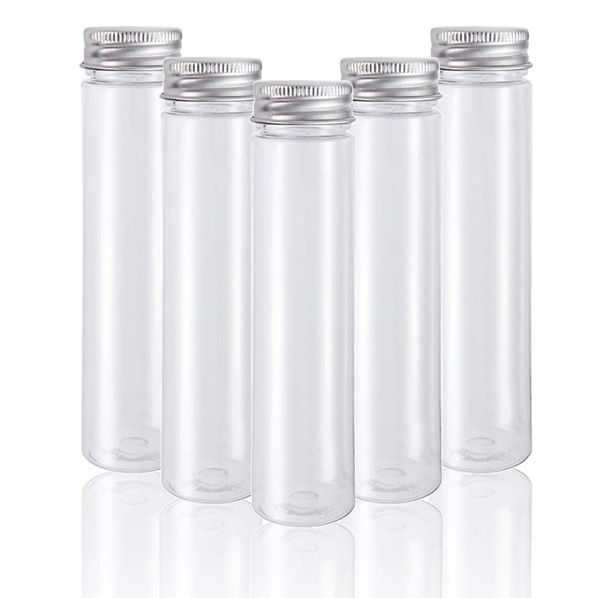 Haawooky 18 Pack 115 ml Clear Plastic Test Tubes with Screw Caps Flat-Bottomed Bath Salt Containers,Candy Containers for Wedding Party Christmas Décor