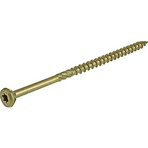 Power Pro 48604 Wood Screws, #10 x 4", Premium Outdoor Deck Screws, Rust Resistant, Epoxy Coated Bronze, 1lb Box, 52 pcs