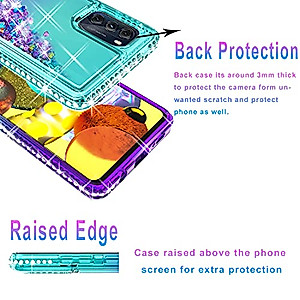 STARSHOP Moto G Stylus 5G 2022 Phone Case, with [Tempered Glass Screen Protector Included] Liquid Bling Sparkle Floating Glitter Quicksand Cover Girls Women for Motorola G Stylus 5G 2022- Teal/Purple