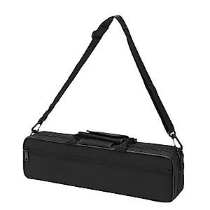Flute Carry Case with Adjustable Strap and Handle - Padded Instrument Case for 16-Hole Flute - Exterior Pocket (Black)