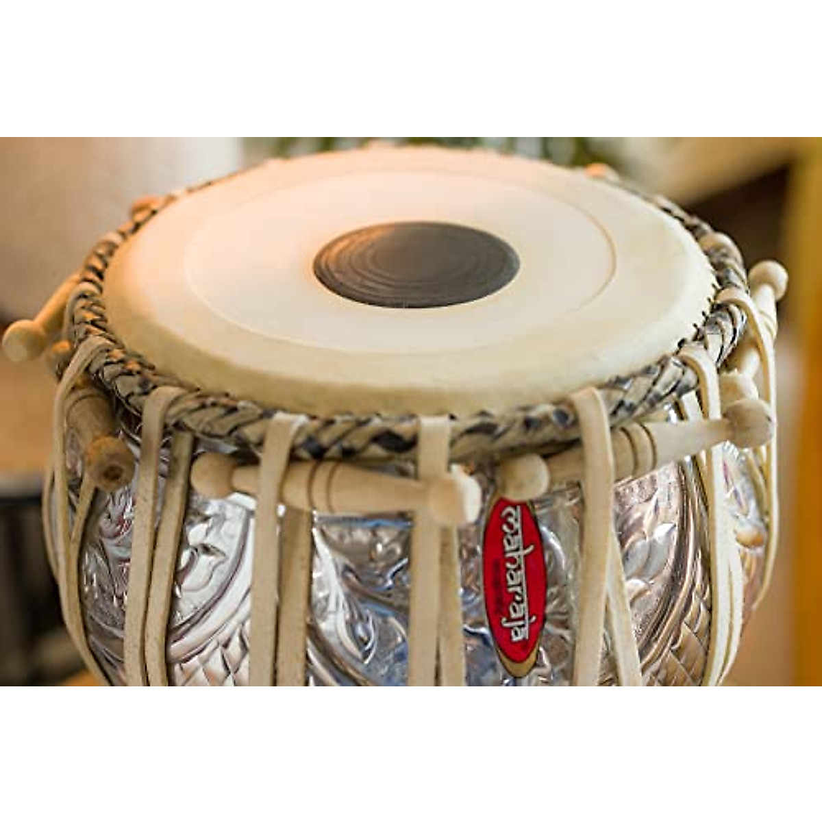 MAHARAJA Concert Tabla Drum Set, 4½ Kg Copper Bayan, Designer, Finest Dayan with Padded Bag, Hammer, Cushions & Cover - Tabla Set Tabla Drums Tablas Indian Musical Instruments (PDI-69)