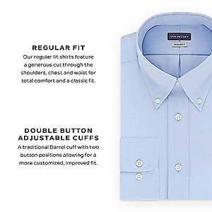 Van Heusen Men's Regular Fit Gingham Button Down Collar Dress Shirt, Green Chicory, Large